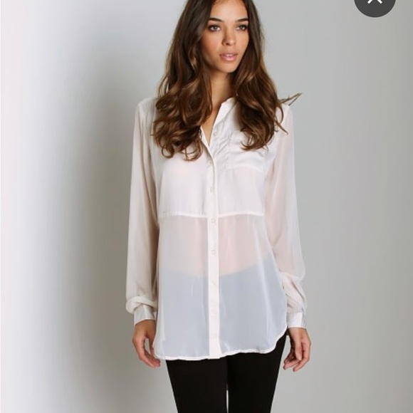 Free People | Tops | Free People Sheer Best Of Both Worlds Cream Blouse ...